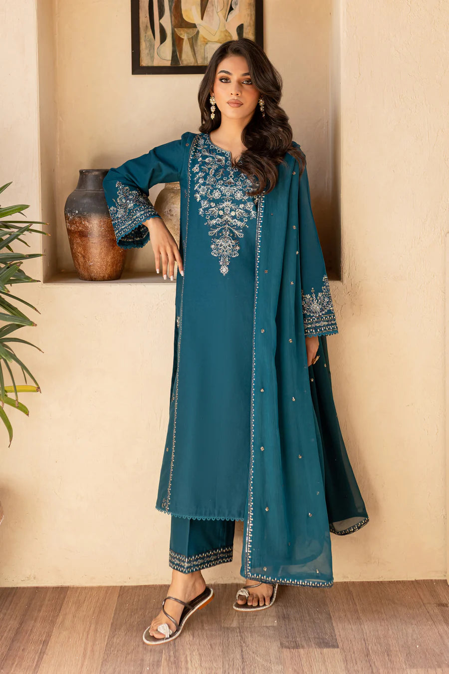 Feroza - 3 PC Embroidered Dress – Zeenat Pret
